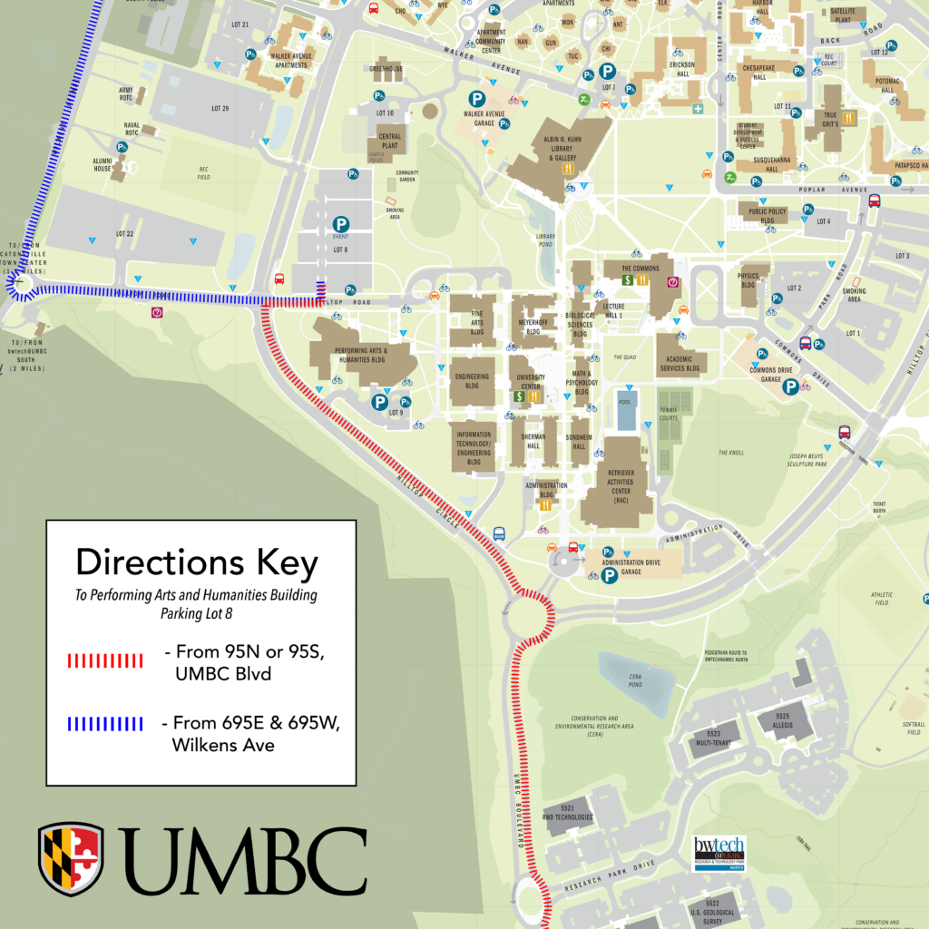 Getting Here – Performing Arts & Humanities Building – UMBC